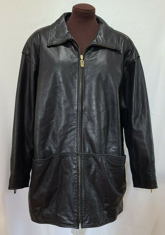 Pelle Pelle Black Leather Full Zip Coat - Pelle Pelle Jackets