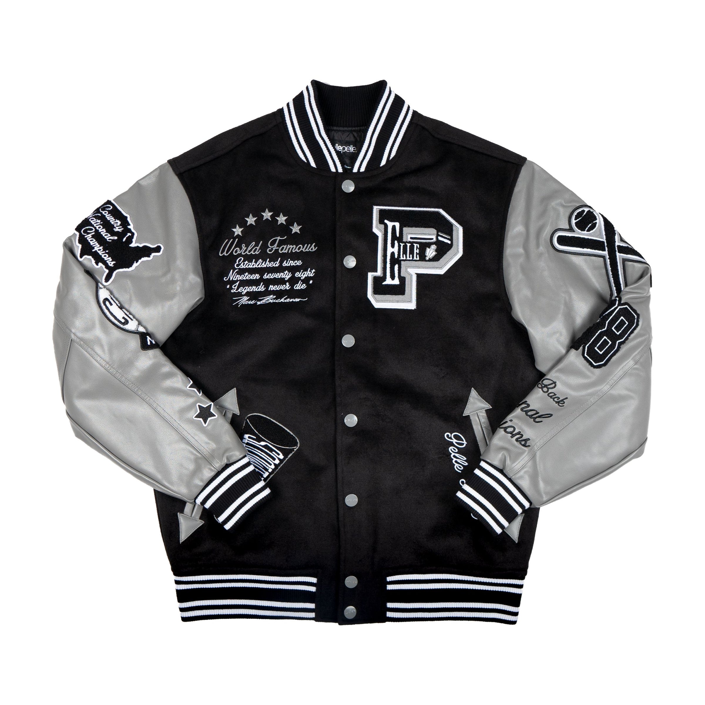 Pelle Pelle Black World Famous Wool and Leather Jacket - PPJ