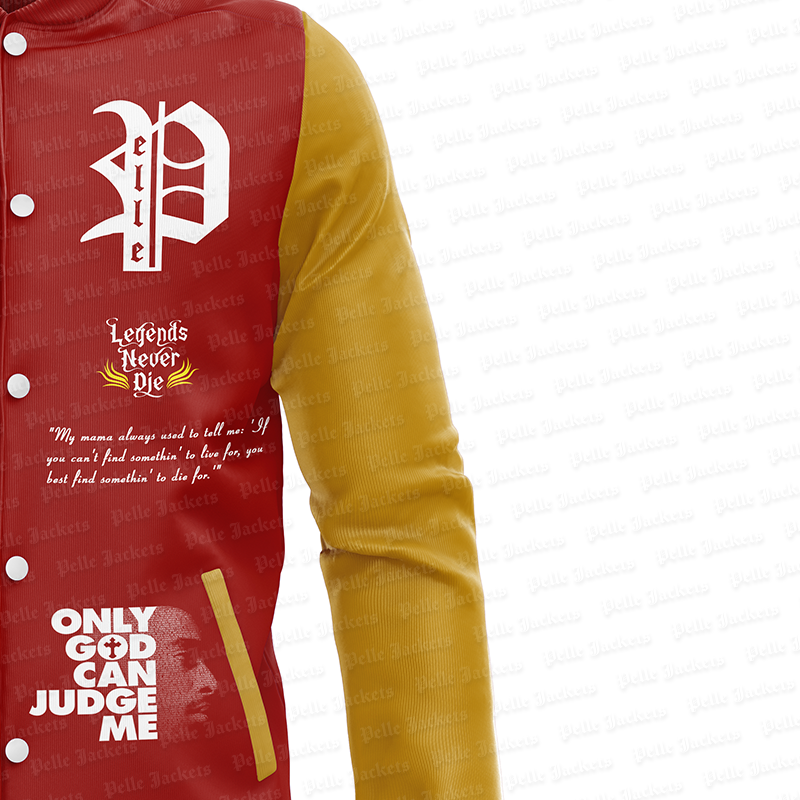 Mens Tupac Legends Never Die Red Varsity Jacket - Pelle Jackets