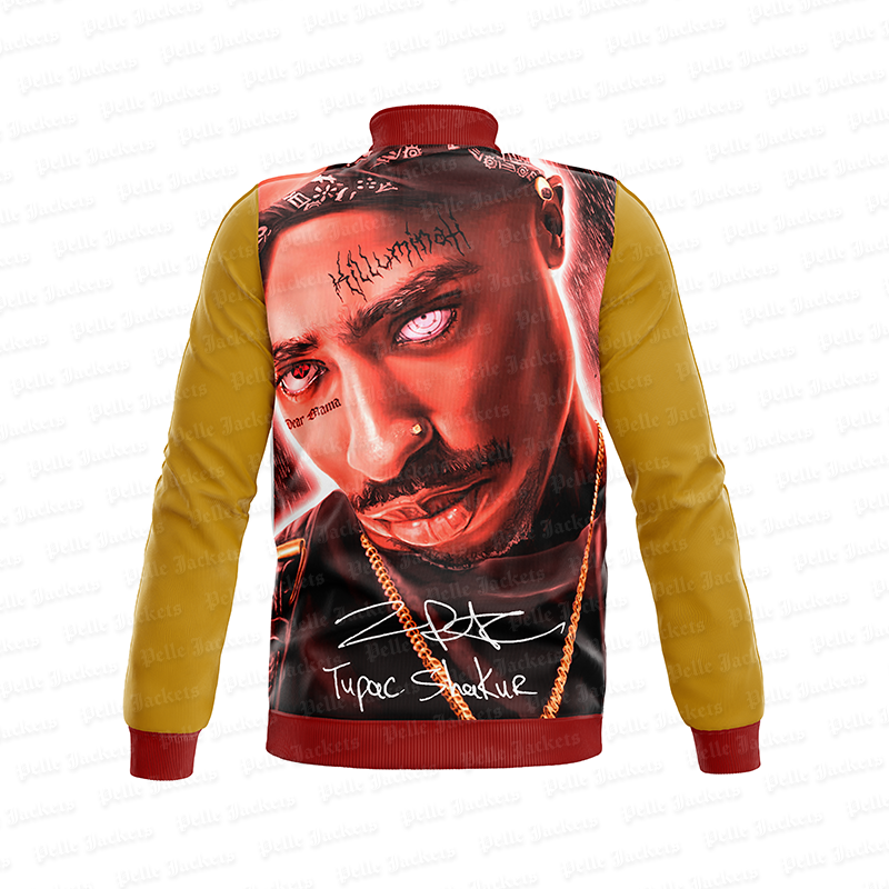 Mens Tupac Legends Never Die Red Varsity Jacket - Pelle Jackets