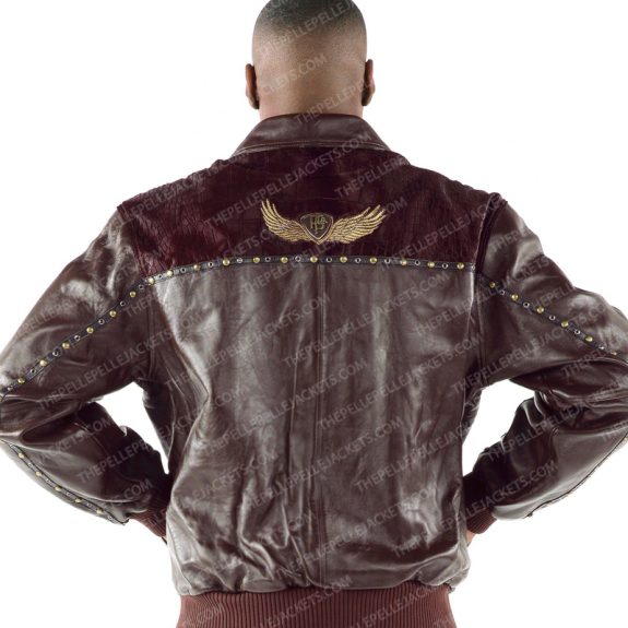 Pelle Pelle Mens Winged Deep Maroon Leather Jacket - Pelle Pelle